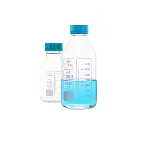 ISOLAB Şişe - Borosilikat Cam - Şeffaf - Vidalı Kapaklı - 5000 ml